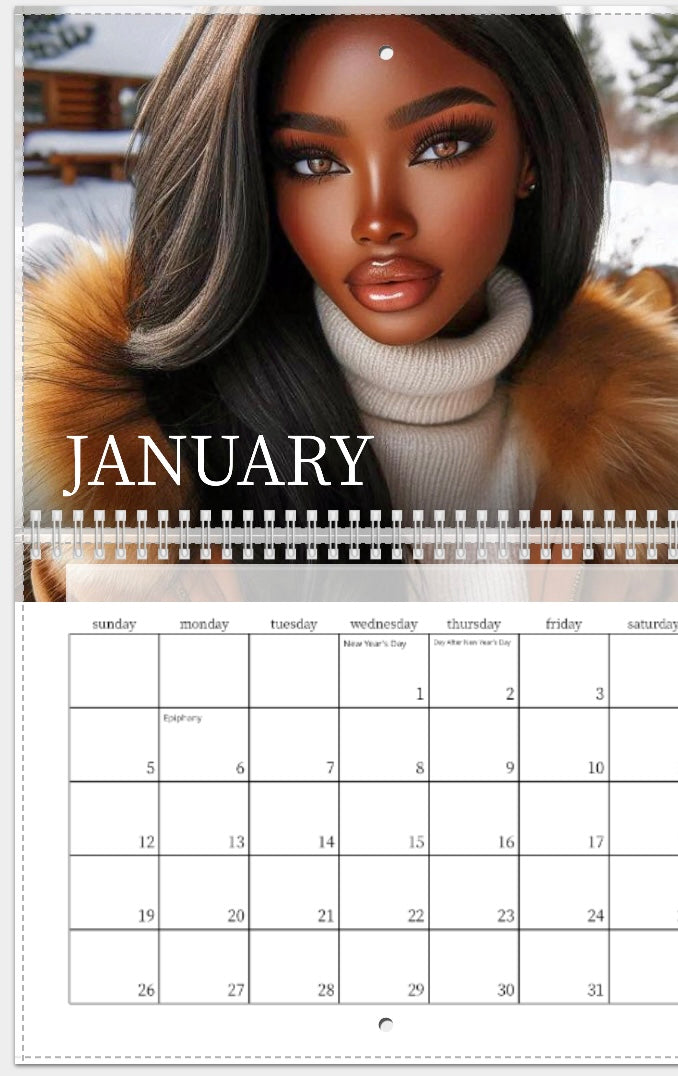 Black Girl Calendar, 2025 Wall Calendar, Empowering Art, Black Girl Ma ...